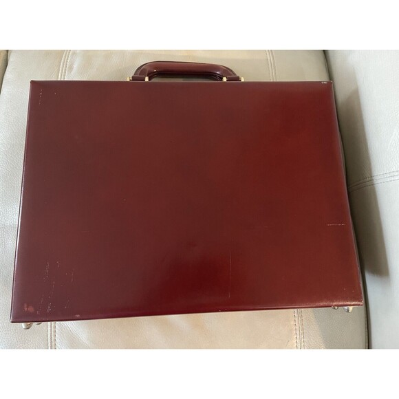 M Made In Italy | Bags | Leather Briefcase Traditional Hard Sided Made ...